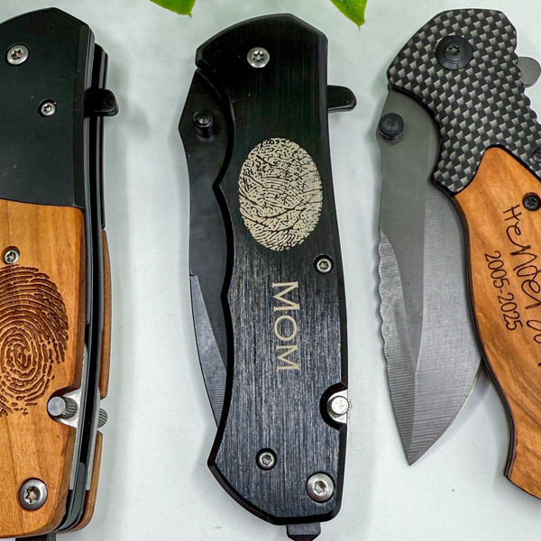 Engraved Thumbprint Pocket Knife – Bereavement Gift – Keepsake Journey