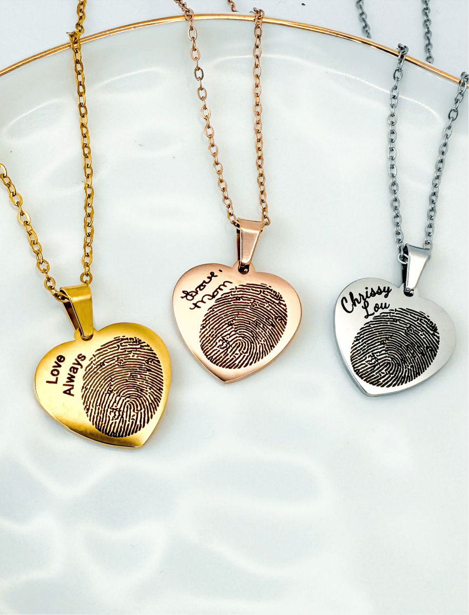 Heart Shape Memorial Necklace – Custom Thumbprint – Keepsake Journey
